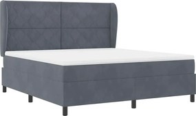Postel s boxspringem s čelo Tmavě šedá 200 x 180 cm samet 3340995
