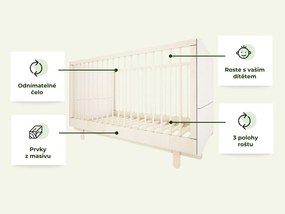 Rostoucí dětská postýlka BASIC 70x140 cm Zvolte barvu: Kašmírová