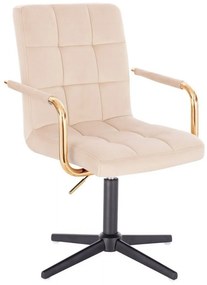 LuxuryForm DESIGN Otočná židle VERONA GOLD VELUR na černém kříži - krémová