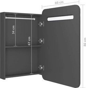 LED koupelnová skříňka se zrcadlem šedá 60 x 11 x 80 cm 326505