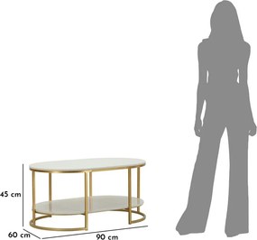 Bílý/ve zlaté barvě konferenční stolek s mramorovou deskou 60x90 cm Izmir – Mauro Ferretti