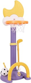 Costway Sada dětského basketbalového koše 4 v 1 s basketbalovým stojanem – žluť