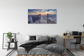 akrylový obraz Varšava mrakodrapy Sunset 125x50 cm