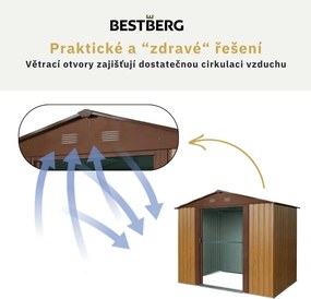 Zahradní domek BestBerg ZDB-2D / 2,5 m² / 194 x 131 x 184 cm / dekor dřevo/hnědá
