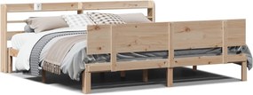 Rám postele s čelem 200 x 200 cm masivní borové dřevo 3306835