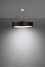 Závěsné svítidlo Skala, 1x černé textilní stínítko, (bílé sklo), (fi 70 cm)