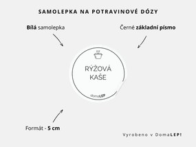 RÝŽOVÁ KAŠE - omyvatelná samolepka na dózu, výběr rozměrů Ø 5 cm / 5 x 5 cm / 6 x 8 cm | DomaLEP tvar: KOLEČKO, barva: BÍLÁ - ČERNÉ písmo, velikost: Ø 5 cm - tučné písmo