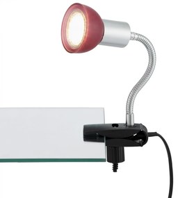 Lampa Briloner na klipu s flexibilním ramenem - GU10, v.34 cm Barva: Červená-titan