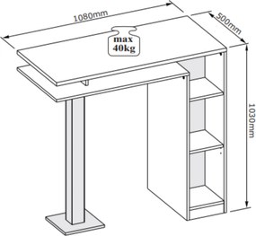 Sconto Barový stůl BAY bílá/tmavý beton