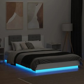 Rám postele s čelem a LED osvětlením bílý 120 x 200 cm 3210017