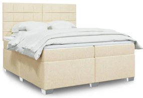 Box spring postel s matrací krémová 200x200 cm textil 3290600
