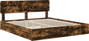 Postel s úložným prostorem se zásuvkou Kouřový dub 180 x 200 cm 3412252
