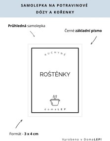 Samolepka na kořenky ROŠTĚNKY průhledná 3 × 4 cm základní písmo