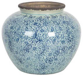 Vintage váza z keramiky s kvítky Bleues – Ø 20*16 cm