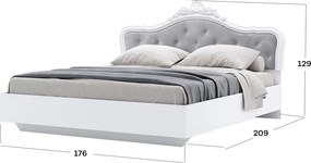Postel 160 bez roštu + koruna, bílá Luiza