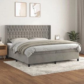 Box spring postel s matrací světle šedá 200x200 cm samet,  3132879