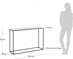 Černobílý konzolový stolek s keramickou deskou 30x110 cm Rewena – Kave Home