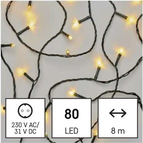 Vánoční osvětlení EMOS D4AW22 80LED řetěz 8m teplá bílá programy s časovačem