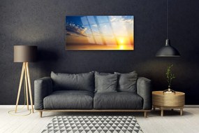 Obraz na skle Východ Mraky Krajina 140x70 cm