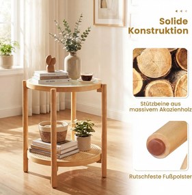 Costway Konferenční stolek ve stylu boho se skleněnou – 47,5 × 47,5 × 58 cm