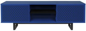 OnaDnes -20% Tmavě modrý lakovaný vzorovaný TV stolek Woodman Camden 150 x 40 cm