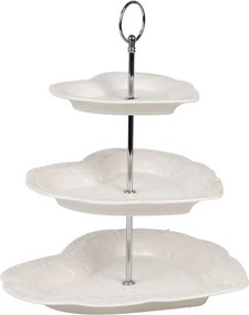 3 patrový keramický etažér s talíři ve tvaru srdce - Ø 26*31 cm