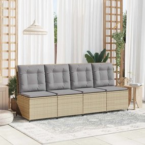 Zahradní sofa s polštářem Beige a šedá polyratan 3394479