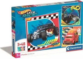 Clementoni PUZZLE Hot Wheels / 3x48 dílků / od 5 let