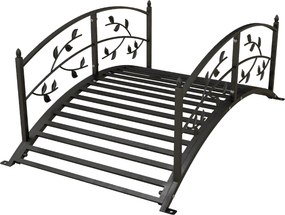 Zahradní most Outsunny - Most přes rybník - Zahradní dekorace rozměry 119D x 67Š x 47V cm s motivem vinné révy, ocelový černý zábradlí