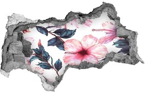Wallmuralia Nálepka 3D díra na zeď Květy ibišku 95x73 cm