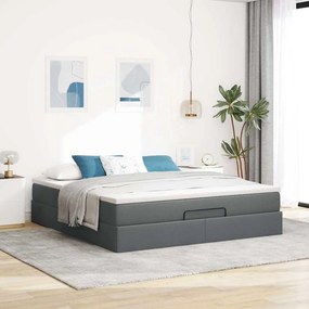 Osmanský rám postele s matrací tmavě šedá 180x200cm textil 3311128