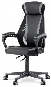 Herní křeslo šedé černé ekokůže MESH PCA mech KA-Y213 GREY