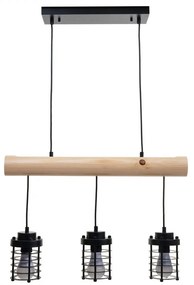 Závěsné svítidlo H82 industrial, klietka 3 74208 - kov / dřevo - Černá
