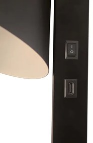 Nordlux - Nástěnná lampa s USB WILMER 1xE14/40W/230V černá