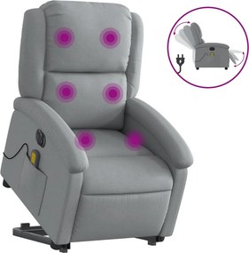 Elektrické zvedací masážní polohovací křeslo světle šedé textil 3204200