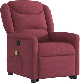 Zvedací masážní polohovací křeslo vínové textil 3303207