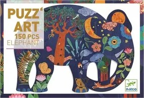 DJECO Obrysové puzzle Slon / 150 dílků / 62x46 cm