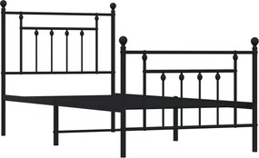 vidaXL Kovový rám postele s hlavovým a nožním čelem 90 x 200 cm [353548] Barva: Černá