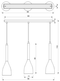Lustr na lanku MUZA 3xE27/60W/230V