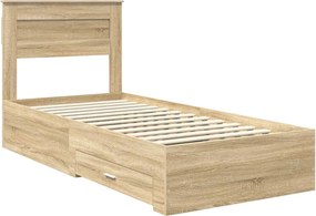 Rám postele Sonoma dub a stříbrná 75 x 190 cm Kompozitní dřevo 3410044