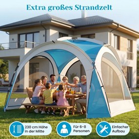 Costway Plážový stan pro 6-8 osoby s 4 síťovanými bočními stěnami střešní