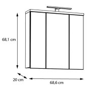 Nástěnná koupelnová skříňka se zrcadlem VENOM bílá/dub artisan