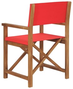 Režisérská židle masivní teakové dřevo červená - Default Title