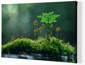 Obraz na plátně - Houbičky na mechové planině FeelHappy.cz Velikost obrazu (šířka x výška): 210 x 140 cm