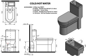 Aqualine HYGIE WC kombi 36,5 x 78 x 72 cm s nádržkou a umývátkem zadní spodní odpad bílá PB104W