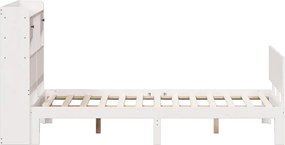 Postel s knihovnou bez matrace bílá 135x190 cm masivní borovice 3322683