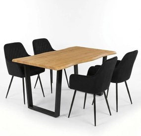 Vikio Jídelní set pro 4 osoby 160x90 cm dub noha U černá židle s područkami VJS166-4C