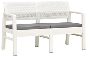 vidaXL 2místná zahradní lavice s poduškami 120 cm plast bílá