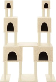 Škrabadlo pro kočky se sisalovými sloupky krémové 199 cm 172079