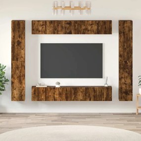 10dílný set TV skříněk kouřový dub kompozitní dřevo 3120248